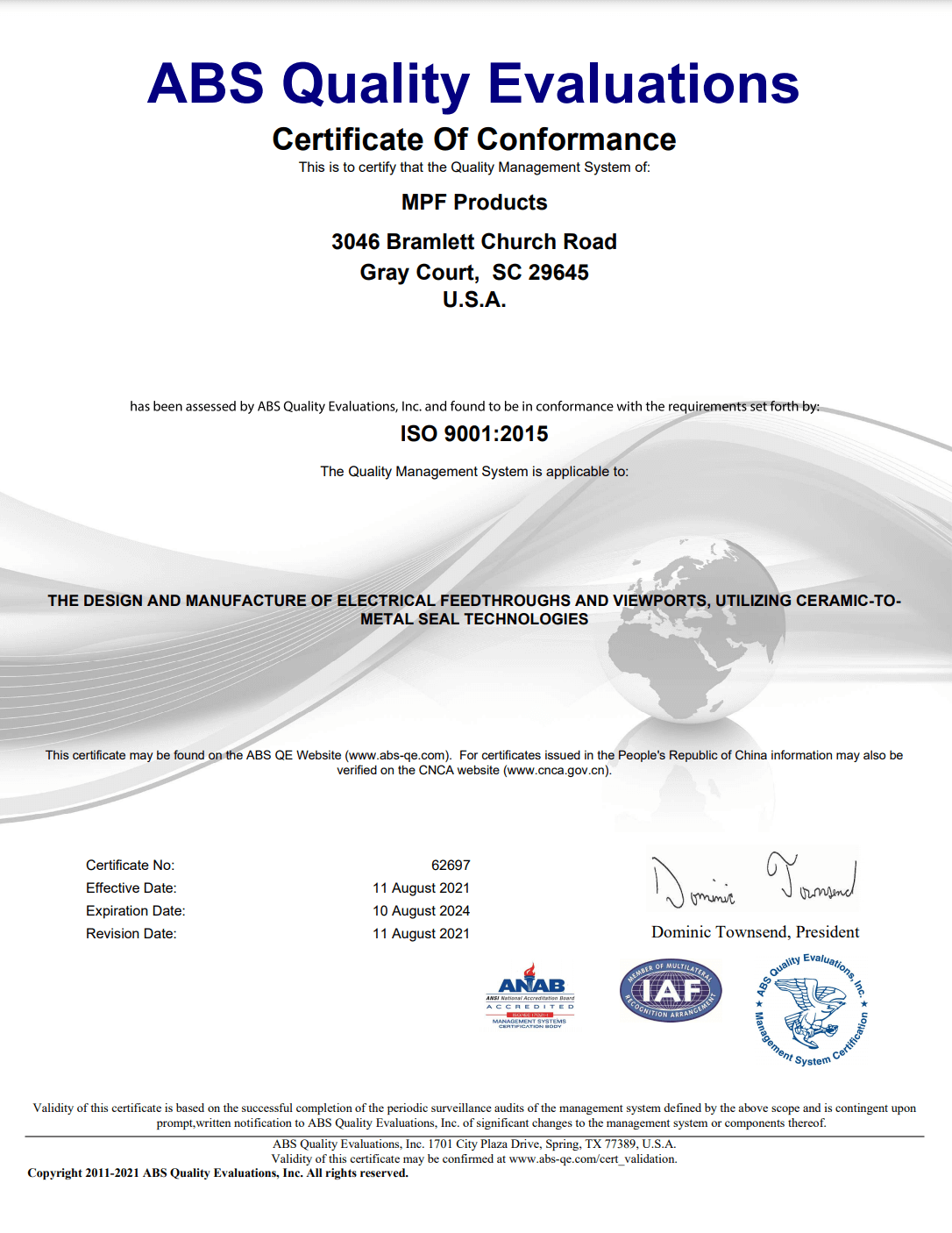ISO Certification - MPF